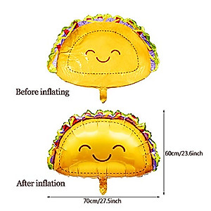 10 Pieces Taco Mylar Balloons Taco Foil Balloons Gold Taco Balloons for Birthday Wedding Baby Shower Mexican Fiesta Theme Party Decoration