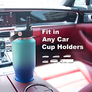 ABOTOCUP 32oz Water Bottle with Powder Coated, Fit in Any Car Cup Holder, Water Bottle with Straw Lids, Stainless Steel Insulated Water Flask Double Wall Leak-proof BPA Free to Keep Cold&Hot