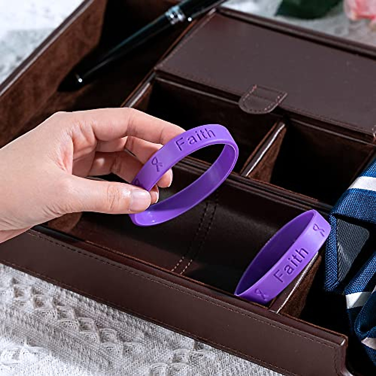 Purple Ribbon Wholesale Pack Silicone Bracelets/Wristbands for Alzheimer’s, Domestic Violence, Epilepsy, Pancreatic Cancer, Lupus, Crohn’s Disease Awareness – Perfect for Support Groups and Fundraisers - 1 Bracelet