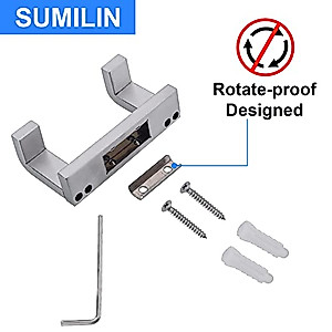 Brushed Nickel Bath Double Towel Hook, SUMILIN 304 Stainless Steel Heavy Duty Double Coat Hook for Bathroom Livingroom Kitchen Wall Mounted