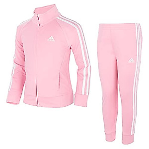 adidas girls Zip Front Classic Tricot Jacket and Joggers Set, Light Pink, 6X-Large US