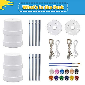 2-Pack Make A Wind Chime Kits - Arts & Crafts Construct & Paint Wind Powered Musical Chime DIY Gift for Kids, Boys Girls