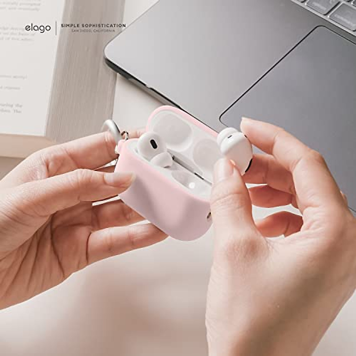 elago Compatible with AirPods Pro 2 Case (2022), Silicone Case with Keychain Compatible with Apple AirPods Pro 2nd Generation Case, Front LED Visible, Supports Wireless Charging [Lovely Pink]