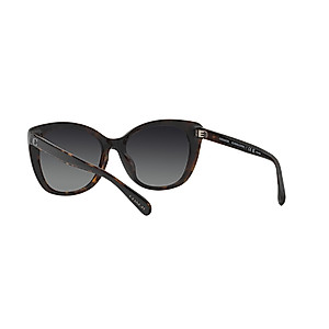 Coach HC8365U Universal Fit Sunglasses, Black/Dark Tortoise/Grey Gradient Polarized, 55 mm