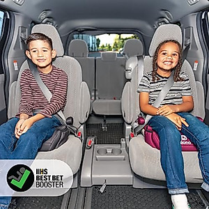 Diono Solana 2022, No Latch, Single Backless Booster Car Seat, Lightweight, Machine Washable Covers, Cup Holders, Black