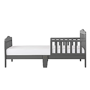 Dream On Me Classic Design Steel Grey Toddler Bed with Twilight Greenguard Gold Certified Spring Mattress
