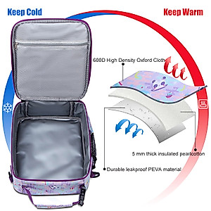 hombrima Kids Insulated Lunch Box Bag, Thermal Picnic Cool Bags with Adjustable Strap for Adults Children Women Men Boys Girls School Work (Black)