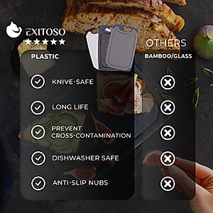 Exitoso Small Cutting Board Set of 6 - BPA Free Cutting Boards for Kitchen Dishwasher Safe - Non Slip Plastic Cutting Board with Juice Groove - Small Plastic Cutting Boards For Kitchen Essentials