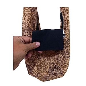 Lovely Creations's Hippie Boho New Elephant Crossbody Bohemian Gypsy Sling Shoulder Bag"Small" Size (D Brown)