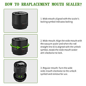 Electric Mason Jar Vacuum Sealer, Cordless Mason Jar Vacuum Sealer Kit for Wide Mouth and Regular Mouth Mason Jars, Portable Food Storage for Food Vacuum Storage