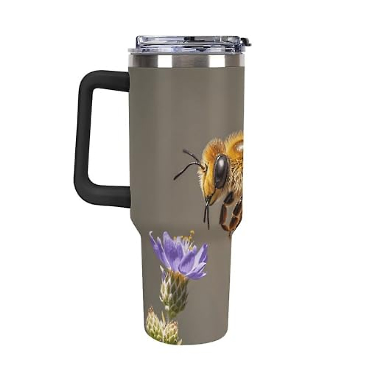FZQVSGW Bee Flying 40 Oz Tumbler with Handle And Straw Stainless Steel Vacuum Insulated Tumblers Reusable Keep Drinks Cold Coffee Cup Holder Friendly Gifts for Women Men Car Gym Travel