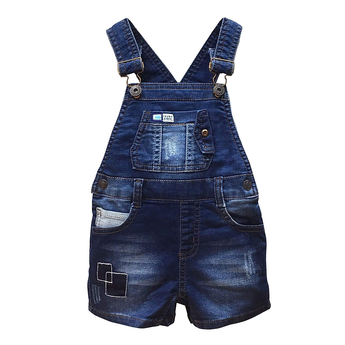 KIDSCOOL SPACE Baby & Little Girls/Boys Summer Shorts,Adjustable Jean Shortall Overalls,Blue,3-4 Years
