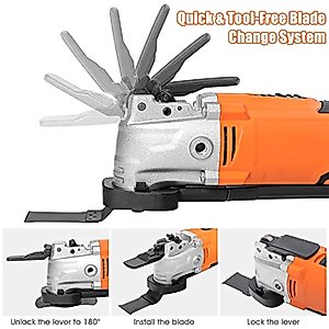 Goplus Oscillating Tool, 1.5A Oscillating Multi Tool with 3° Oscillation Angle, Variable Speeds, Dust Collection and 14pcs Accessories for Cutting, Sanding, Trimming and Removing Flooring