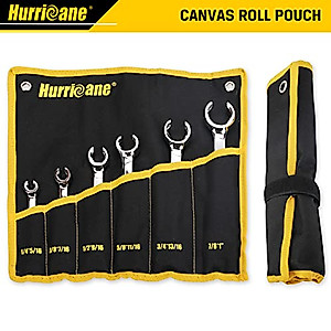 HURRICANE 6 Pc SAE Flare Nut Wrench Set, Brake Line Wrench Set, Size from 1/4" to 1", 6 Point, 15° Offset End, Ideal for Repair and Remove Nuts on Fuel, Tube, Hose, Transmission Lines in Tight Spaces