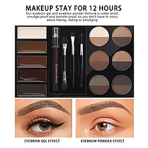 MAEPEOR Eye Brow Kit 25 Piece Waterproof Eyebrow Palette Set 12 Colors Eyebrow Powder 5 Colors Brow Wax 4 Eyebrow Stencils 3 Brushes 1 Eyebrow Pencil for Novice and Professional (25 Piece Set)