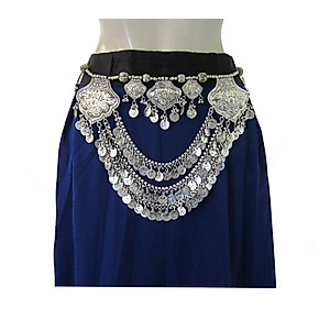 IndiaStop Tribal Coin Medallion Fringe Tassel Belt Cosplay Festival Bohemian Gypsy Hippie Rave Kuchi Banjara Outfit Belly Dance Skirt Pants Scarf Hip Waist Costume Fashion Jewelry for Women Handmade