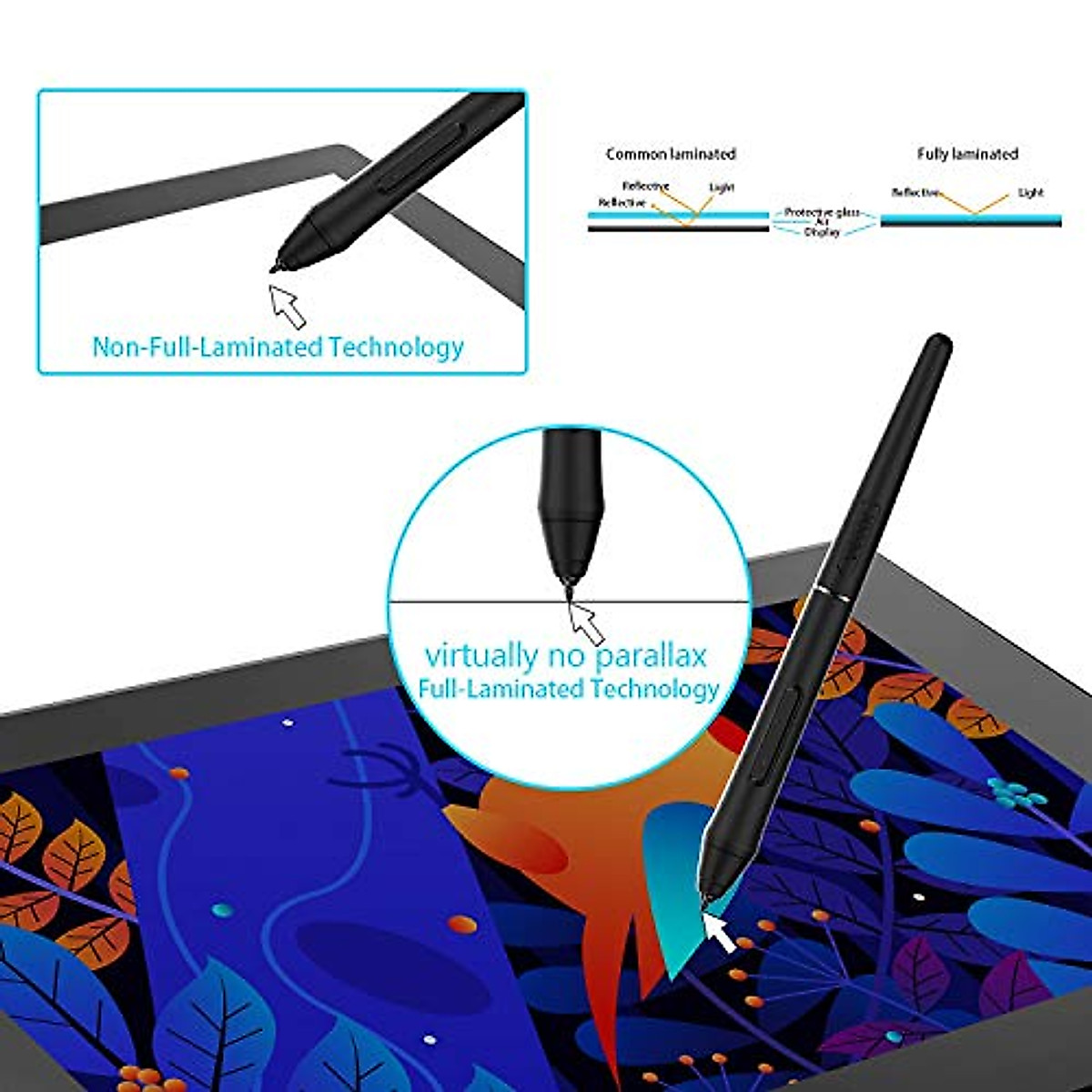 VEIKK VK1200 Drawing Tablet with Screen, 11.6 Inch Full-Laminated Graphic Drawing Monitor, with Battery-Free Pen and Tilt Function, 6 Customized Keys(Must be Connected to a Computer to Work)