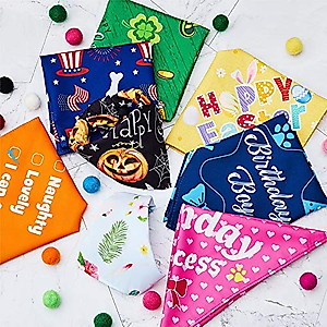 12 Pieces Holiday Dog Bandanas Halloween Dog Scarf Thanksgiving Christmas Birthday Summer Hawaii Daily Festival Costume Supply Pets Dog Scarf Bandana for Dogs Cats Pets Costume (Small)