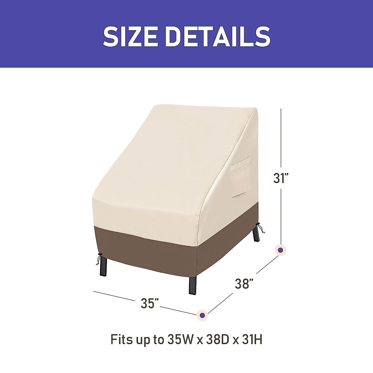 Roastove Patio Chair Covers, Lounge Deep Seat Cover, Heavy Duty and Waterproof Outdoor Lawn Patio Furniture Covers (2 Pack -35" D*38" W*31" H, Beige & Brown)…