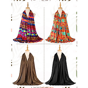 Funnysoft 4 Pcs African Scarf for Women Head Wraps for Black Women Stretch Turbans Jersey Hijab Scarf Hair Wraps Lightweight Headbands Cover