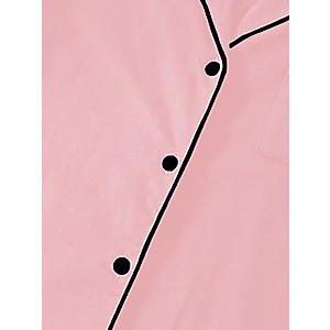 LYANER Women's Pajamas Set Heart Print Button Short Sleeve Shirt with Shorts Sleepwear PJs Set Pink Small