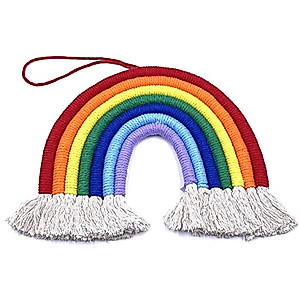 MacrameBay Large Handmade Macrame Rainbow Hanging Wall Art Decor Ornament, for Kids Baby Room, Nursery Shower Gift, Dorm, Living Room, Bohemian Boho