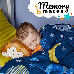 MEMORY MATES Cuddly Memory Foam Pillow Plush with Belly Pocket, Kids Pillow for Hugging Sleeping & Storing Diary, 15” Stuffed Animal & Journal Set - Jesi The Monkey