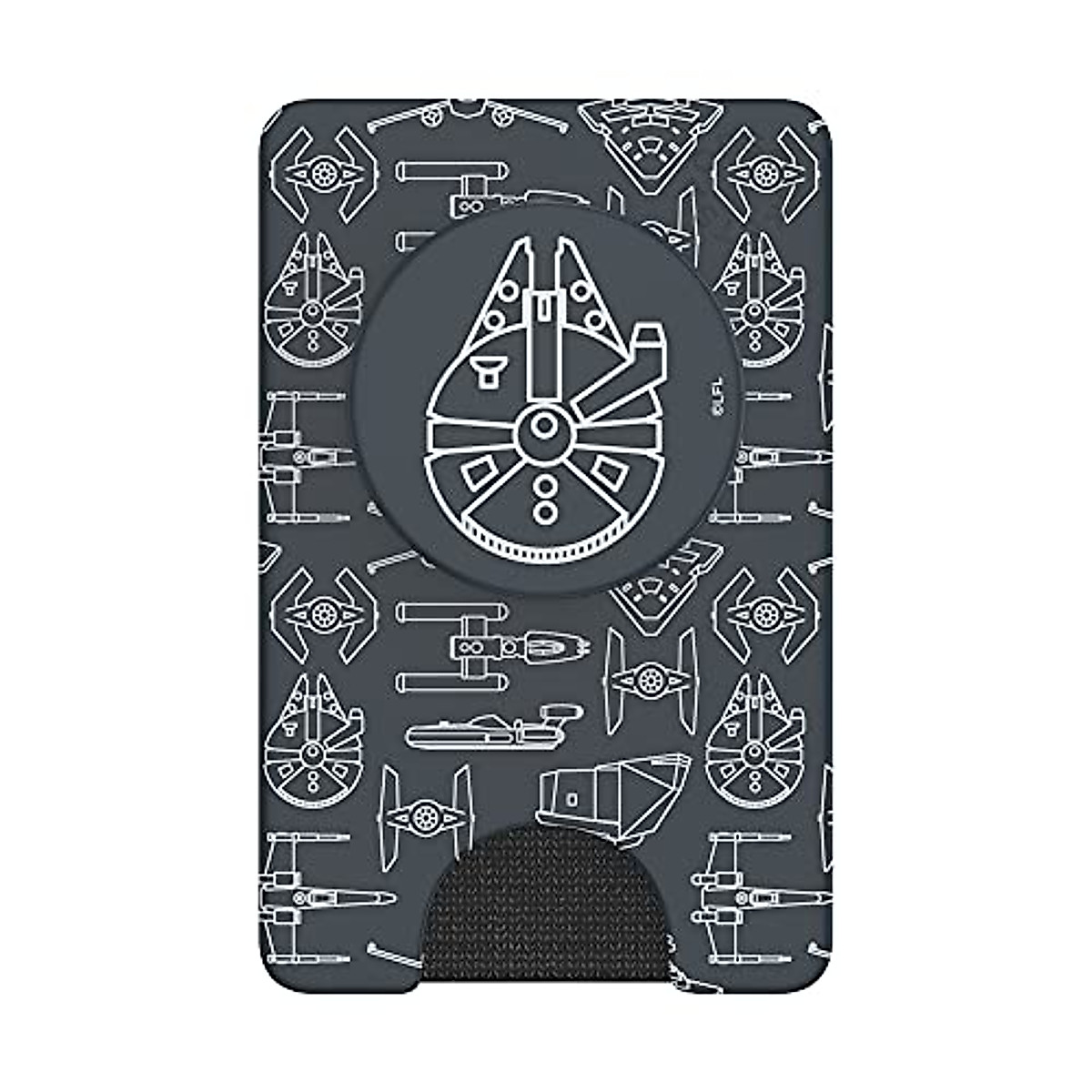 PopSockets Phone Wallet with Expanding Grip, Phone Card Holder, Wireless Charging Compatible, Star Wars - Millennium Falcon