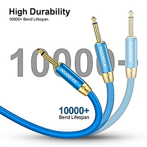 NUOSIYA Guitar Cable, 10ft Guitar Cord Instrument Cable for Electric Guitar Bass Guitar,Keyboard Mixer Amplifier Speaker Equalizer