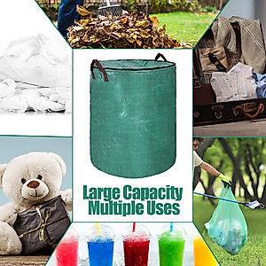 Kingdder 2 Pack 72 Gallon Reusable Yard Waste Bags with Lid and Handle Collapsible Extra Large Lawn Bag Holder Heavy Duty Leaf Bins Garden Container for Garbage Outdoor Clean Up Debris Leaves Grass