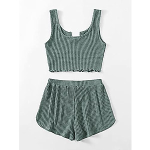 SOLY HUX Women's 2 Piece Sleeveless Crop Tank Top and Shorts Lounge Pajama Set Cami Shorts Sets SleepwearOutfits