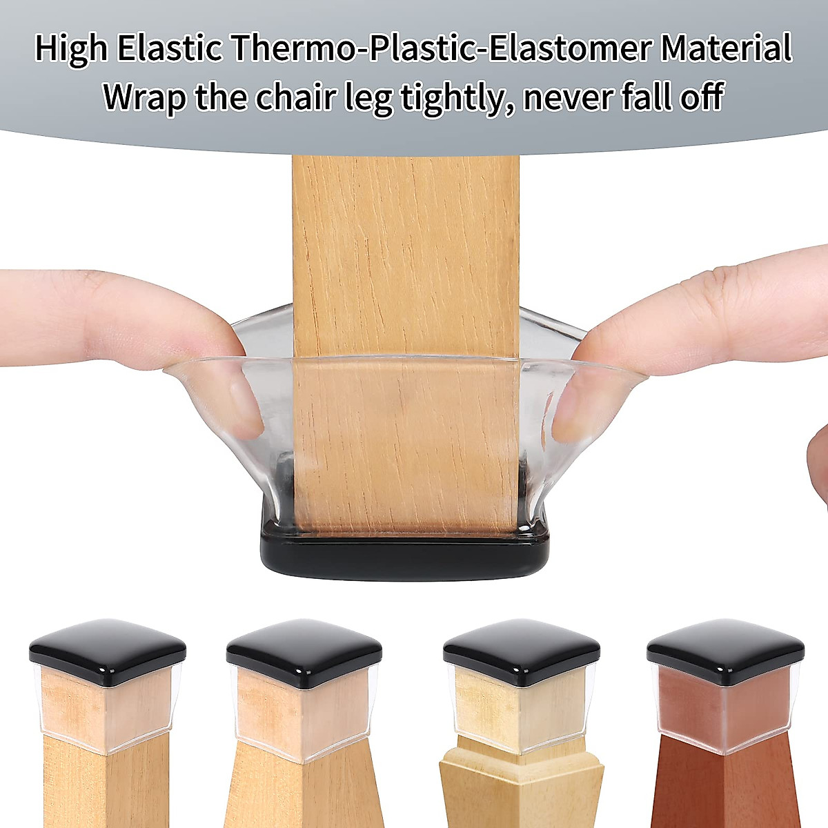 24 PCS Extra Large Clear Chair Leg Sliders for Carpet, Square Chair Glides Carpet, Teflon Furniture Pads, Chair Leg Floor Protectors Caps for Carpet, Table Chair Leg Cups Covers (Fit 1.45" - 2")