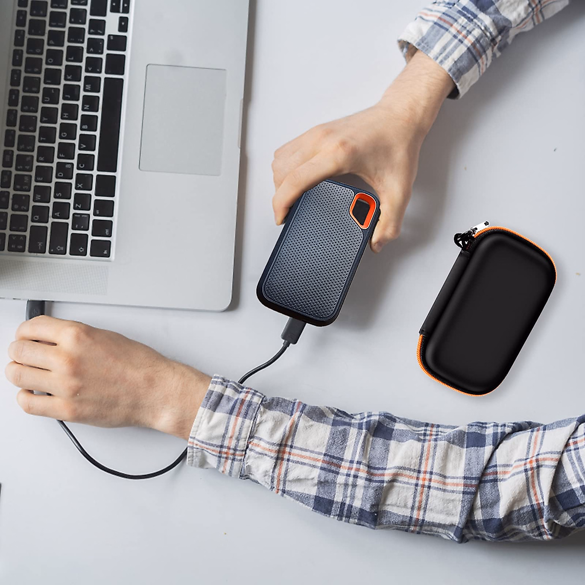 Case Compatible with SanDisk 1TB 2TB 500GB Extreme Portable SSD, Fits for SanDisk PRO External Solid State Drive, Hard Drive Storage Holder for SDSSDE61/ SDSSDE60/ SDSSDE81 (Box Only)(Orange)