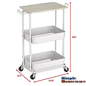Simple Houseware 2-Tier Rolling Utility Cart with Top Board