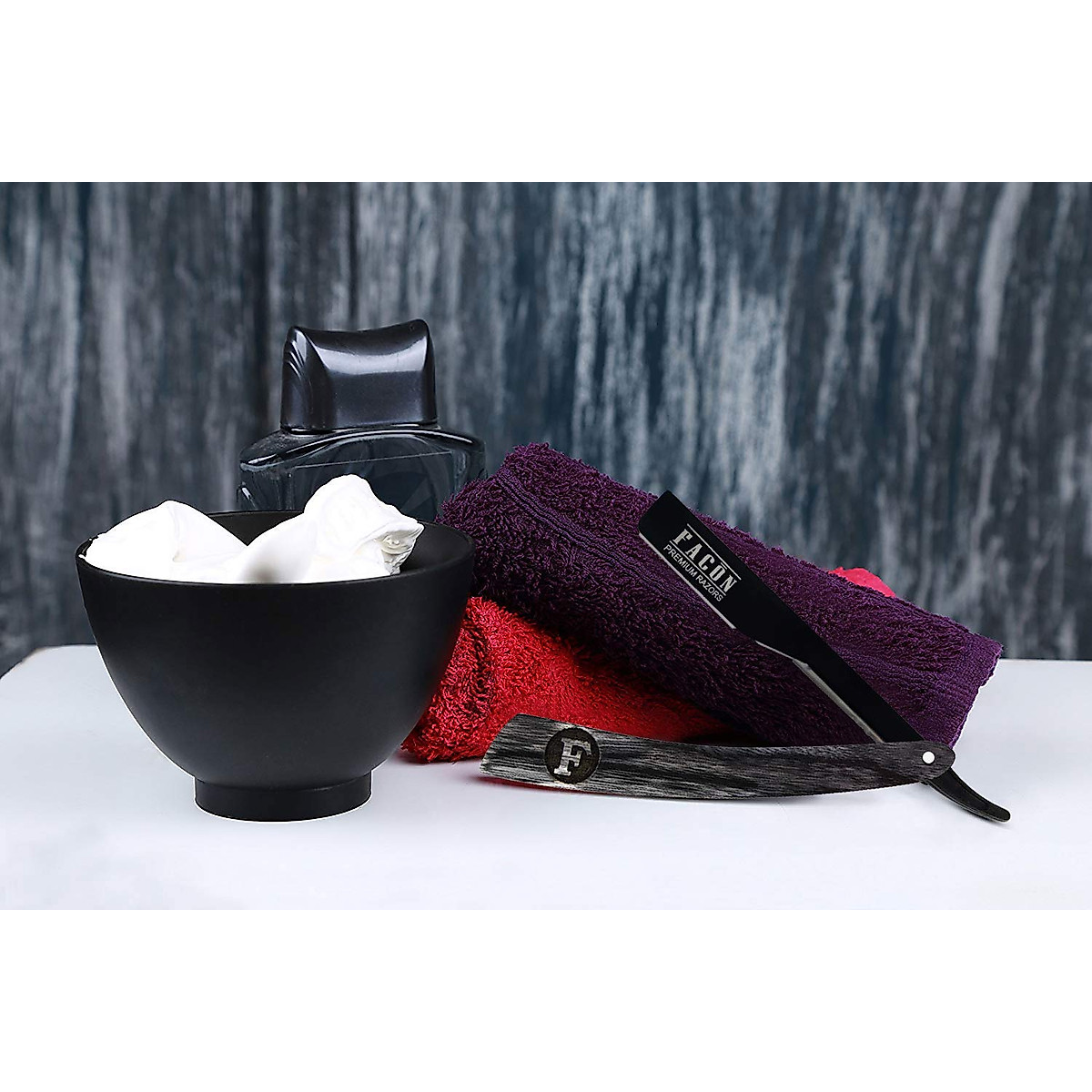 100 BLADES + Facón Professional Wooden Straight Edge Barber Razor - Salon Quality Cut Throat Shavette