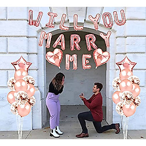 BTXLHAOHE Rose Gold Will You Marry Me Decorations Marry Me Balloons Will You Marry Me Letter Balloons Marriage Proposal Ideas Decorations Supplies