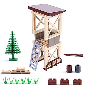 General Jim's Military Brick Building Set - Custom Building Blocks Battle Scene - Weapons, Forts, Walls, Lookout Towers, Sandbags, Trees and More - World War 2 Set for Teens and Adults