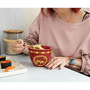 Year Of The Tiger Chinese Zodiac Ceramic Dinnerware Set | Includes 16-Ounce Ramen Noodle Bowl and Wooden Chopsticks | Asian Food Dish Set For Home & Kitchen | Kawaii Lunar New Year Gifts