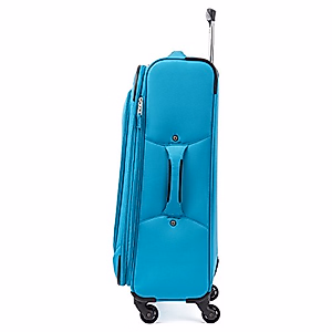Atlantic Luggage Ultra Lite Softside Expandable Spinner, Turquoise Blue, Checked Medium 25-Inch