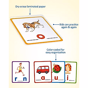 Coogam CVC Sight Words Flashcards, Short Vowel Spelling Game, Preschool Kids Learning Sight Words Supplies, Montessori Educational Writing Reading Toy Gift for 3 4 5 Years Old