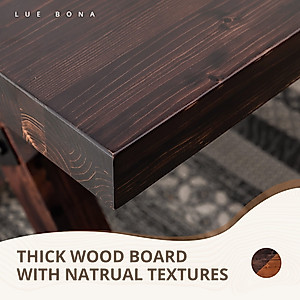 LUE BONA 71" Dining Table for 6-8 Solid Wood Farmhouse Kitchen Table with Natural Wood Grain for Home and Kitchen, Heavy Duty Rectangular Kitchen & Dining Table for Home and Dining Room Dark Brown