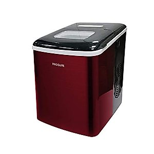 Frigidaire Compact Countertop Ice Maker, 26lbs of Ice per day, Red Stainless