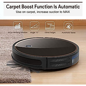 Robot Vacuum, Robot Vacuum Cleaner with Quiet Multiple Cleaning Modes Self-Charging 2000Pa Suction Robotic Vacuum Cleaner for Pet Hair Hard Floor Medium-Pile Carpets