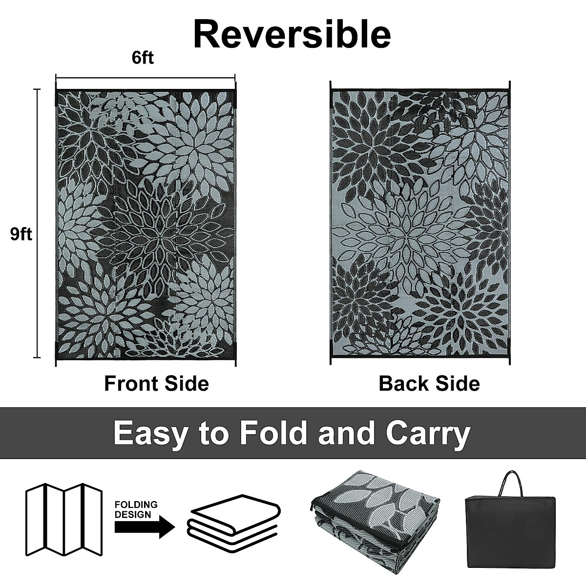 Anidaroel Outdoor Rugs 6x9ft for Patios Clearance Waterproof, Reversible Tropical Plastic Straw Camping Mat Outside Rug, Large Outdoor Area Rug for RV, Porch, Deck, Balcony, Picnic