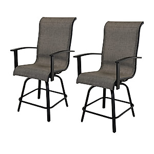 Grand patio Outdoor Counter Height Patio Stools Set of 2, Swivel Bar Chairs for Balcony, Poolside, Backyard, Garden (Coffee, 2PC)