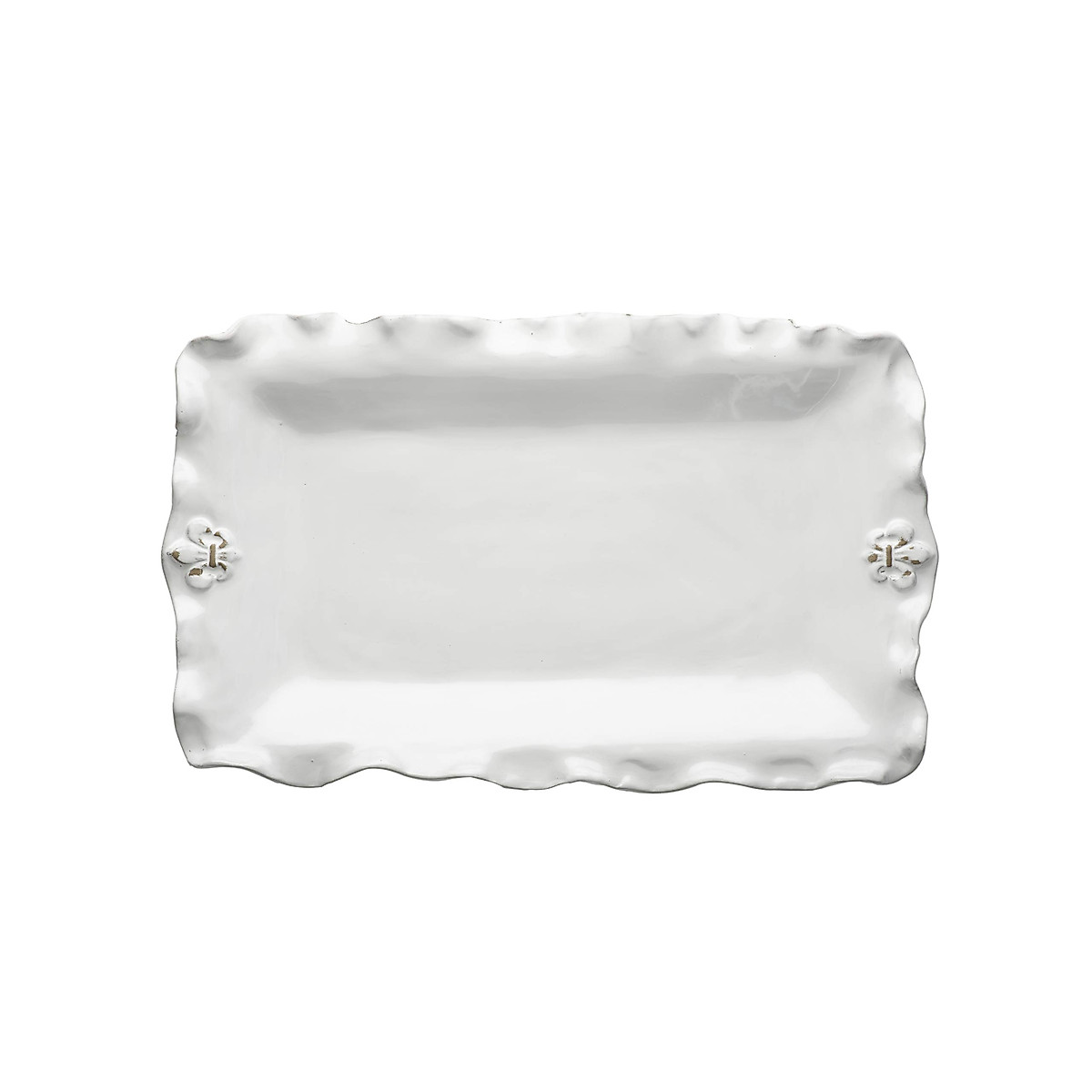 Abigails Fleur De Lis White Rectangular Platter, 11.5"x19"x2.5", Multi