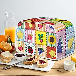 Doojoayie Colorful Broken Flowers 4 Slice Toaster Cover Bread Toaster Oven Dustproof Cover Appliance Cover Toaster Dust for Most Standard Toasters