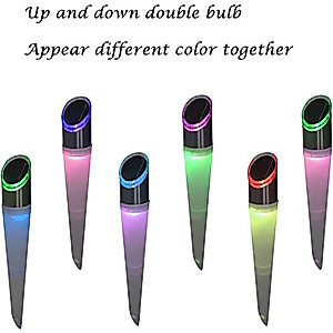 pearlstar Solar Lights Outdoor Garden Pathway Lights LED White&Color Changing Lights Landscape Lighting Waterproof for Path Lawn Patio Yard Walkway Driveway,4 LED Bulbs& 2 Lights Effect (6pack)