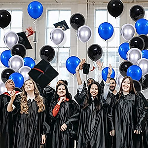 Royal Blue , Metallic Silver, Black Balloons 12" 10" - 118PCS Blue and Black Metallic Silver Balloon Arch Garland Video Gaming Party for Graduation Retirement New Year 30th 40th 50th Birthday Party Decorations for Boy Men