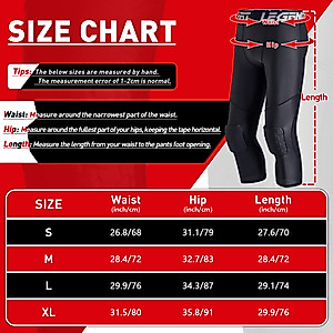 Legendfit Adults' Compression Pants with Knee Pads Basketball 3/4 Capri Men Women Padded Tights Leggings Protector White